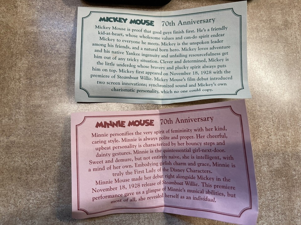 WALT DISNEY MICKEY MINNIE MOUSE 70TH ANNIVERSARY LIMITED COIN STEAMBOAT ...