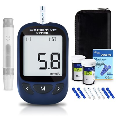 Blood Glucose Sugar Monitor Diabetes Testing Kit +50 Test Strips +50 ...