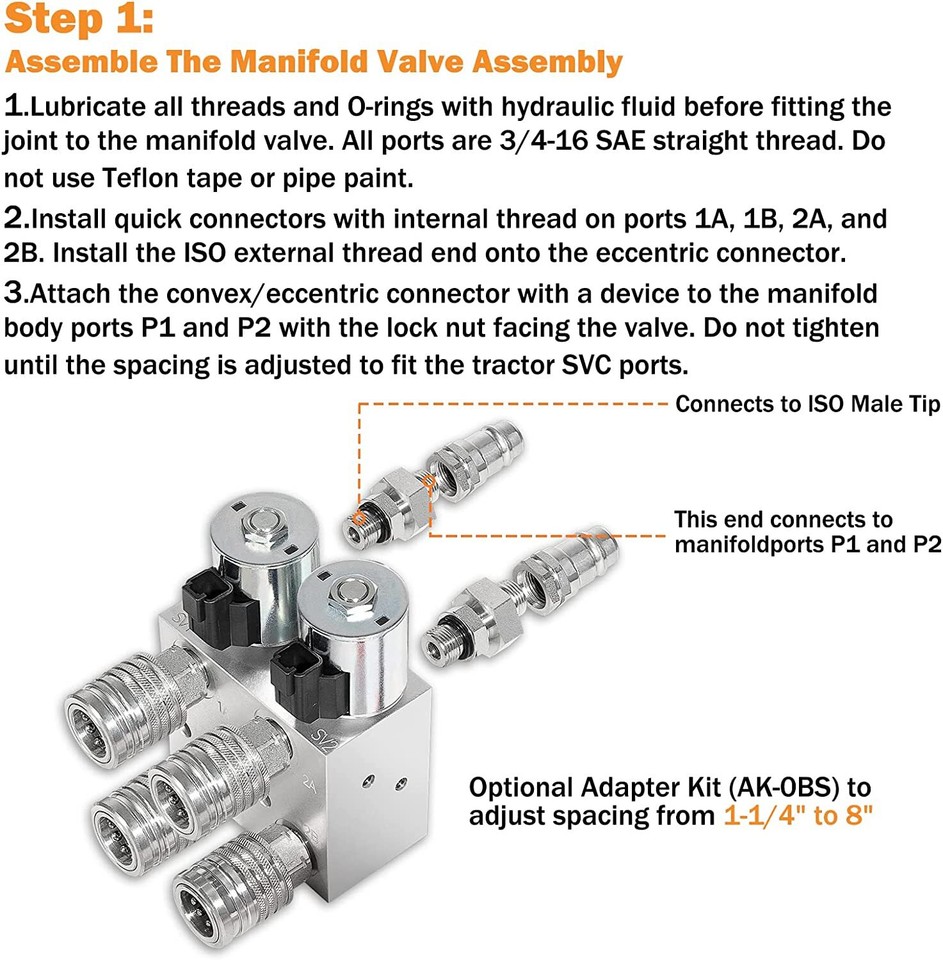 2 Circuit Hydraulic Multiplier, SCV Splitter Manifold Valve, w/Couplers ...