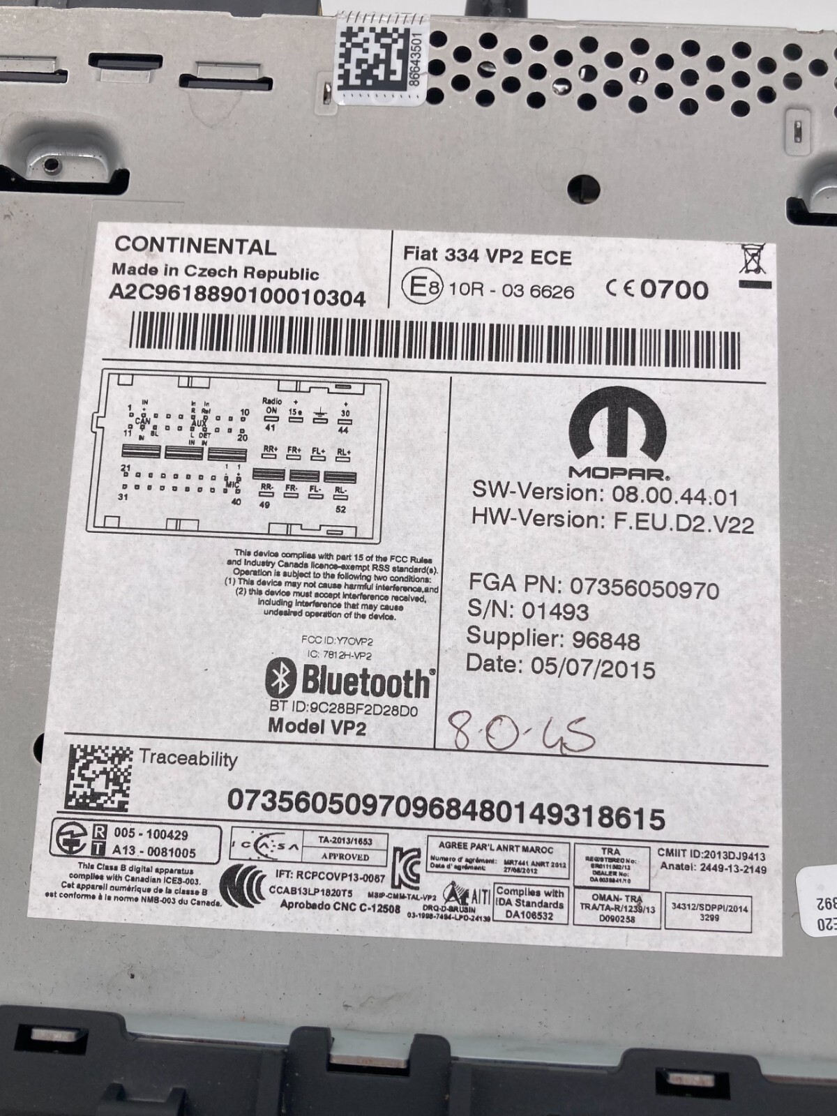 Fiat 500x Car Stereo Head Unit 735605097 Genuine Used | eBay Australia