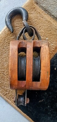 Vintage WOODEN Pulley Block | eBay