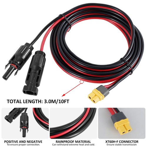 Power Solar XT60 Charge Extension Cable 12AWG 10FT Solar Connector XT60 ...