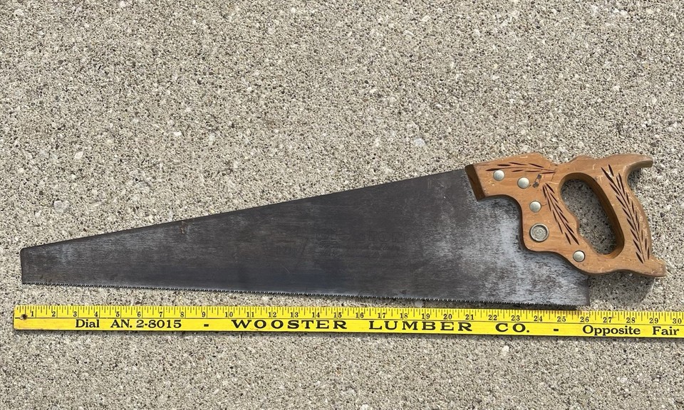 Disston D-23 26" Hand Saw Wheat Handle Made in USA | eBay