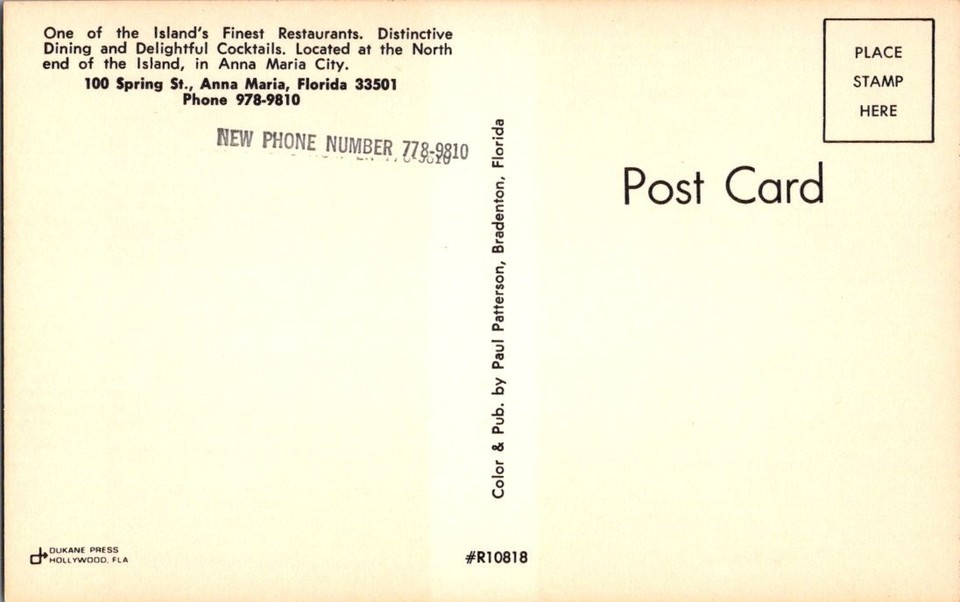 Vintage Sand Bar Restaurant Lounge Anna Maria City Florida Postcard ...