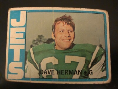 1972 Topps Jets Dave Herman Football Card #182 | eBay