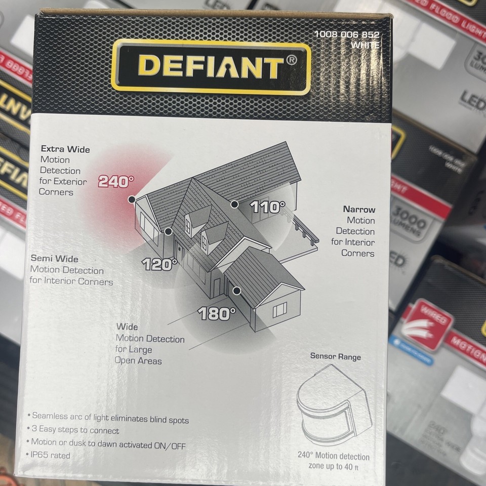 Defiant Motion Activated Outdoor Integrated LED Triple Head Flood Light ...