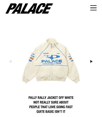 PALACE SKATEBOARDS PALLY RALLY JACKET OFF WHITE SIZE LARGE PALACE SKATEBOARDS PALLY RALLY JACKET OFF WHITE SIZE LARGE
