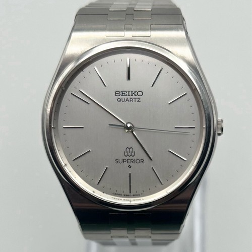Seiko Quartz Superior 9980-8000 36mm Integrated Bracelet Gray Dial ...