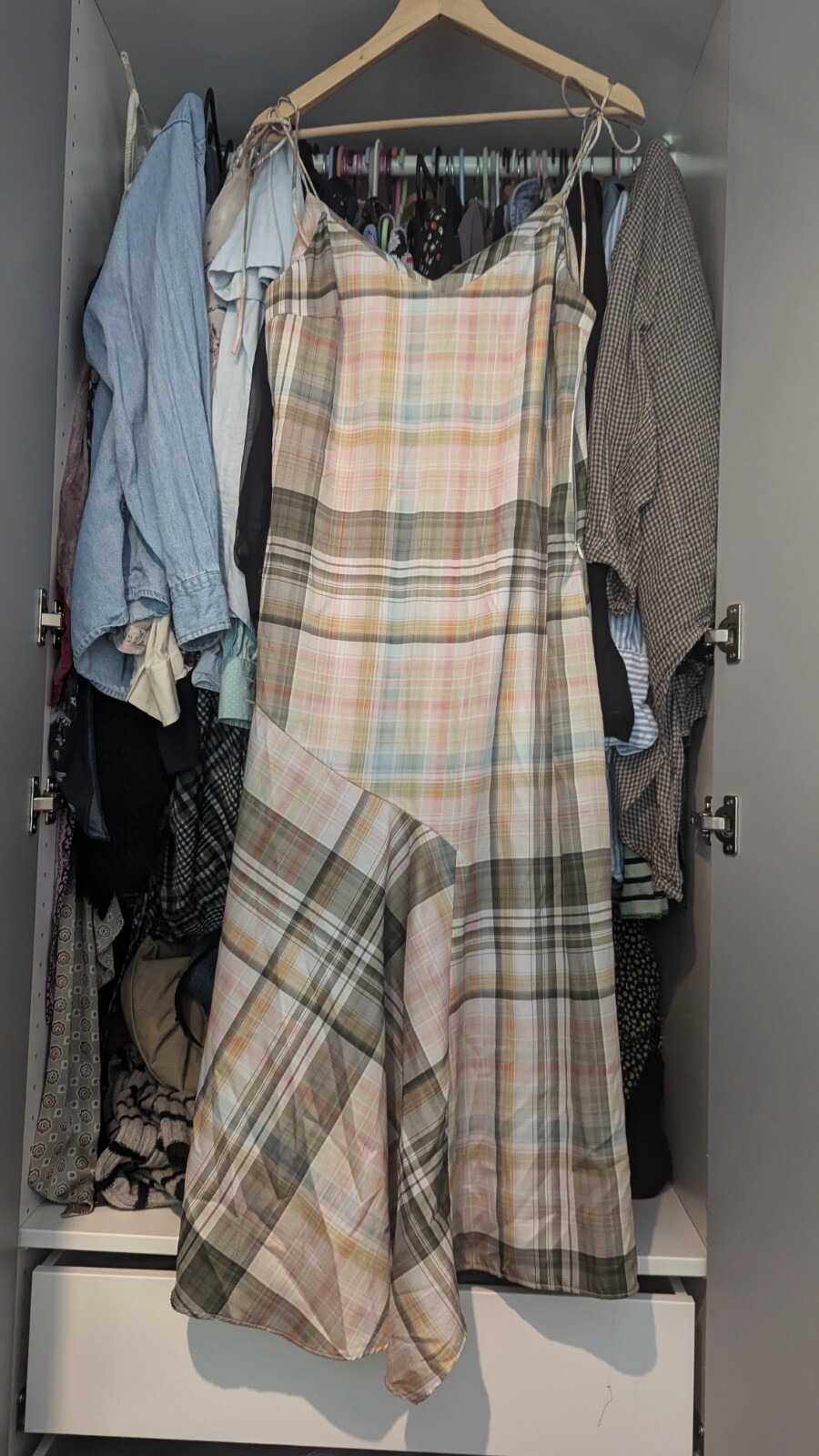 Zara trf Collection Green Check Pattern Summer Long S… - Gem