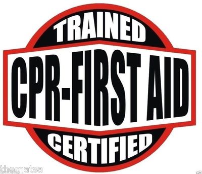 TRAINED CERTIFIED CPR FIRST AID HELMET BUMPER STICKER DECAL MADE IN USA ...