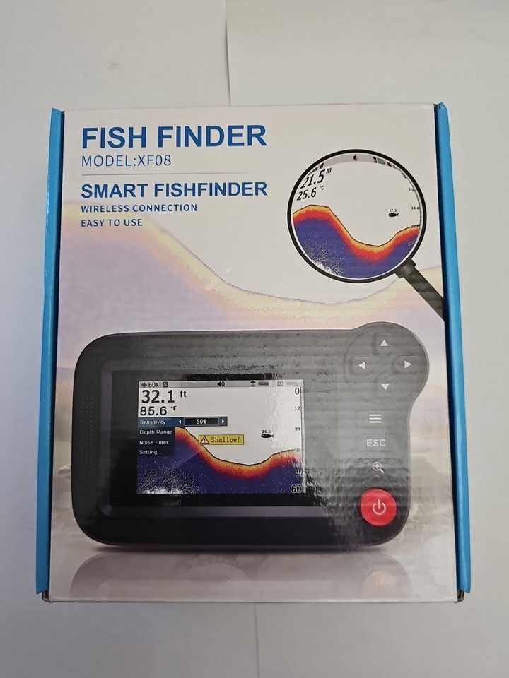 Smart Fish Finder Wireless Sonar Depth Finder Portable LCD for Boat ...