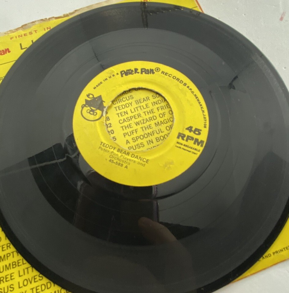 Teddy Bear Songs 45 Rpm Record Peter Pan Orchestra Vintage Vinyl 1960s ...