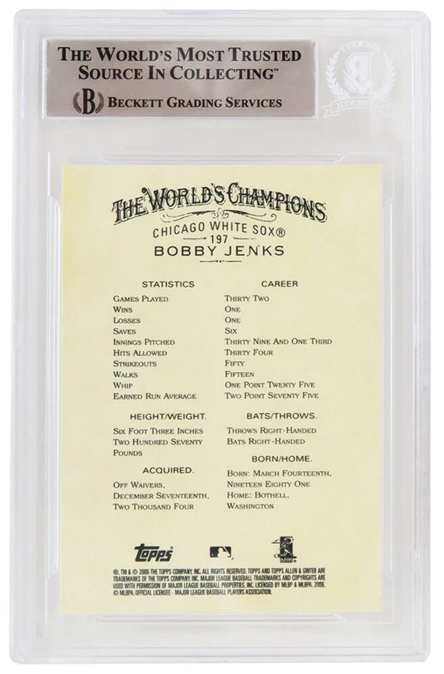 Bobby Jenks Signed White Sox 2006 Allen & Ginter Baseball Card #197 ...