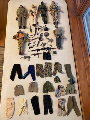 Vintage GI Joe 12 Inch Figure Lot (6) Clothes Uniforms Weapons Guns ...