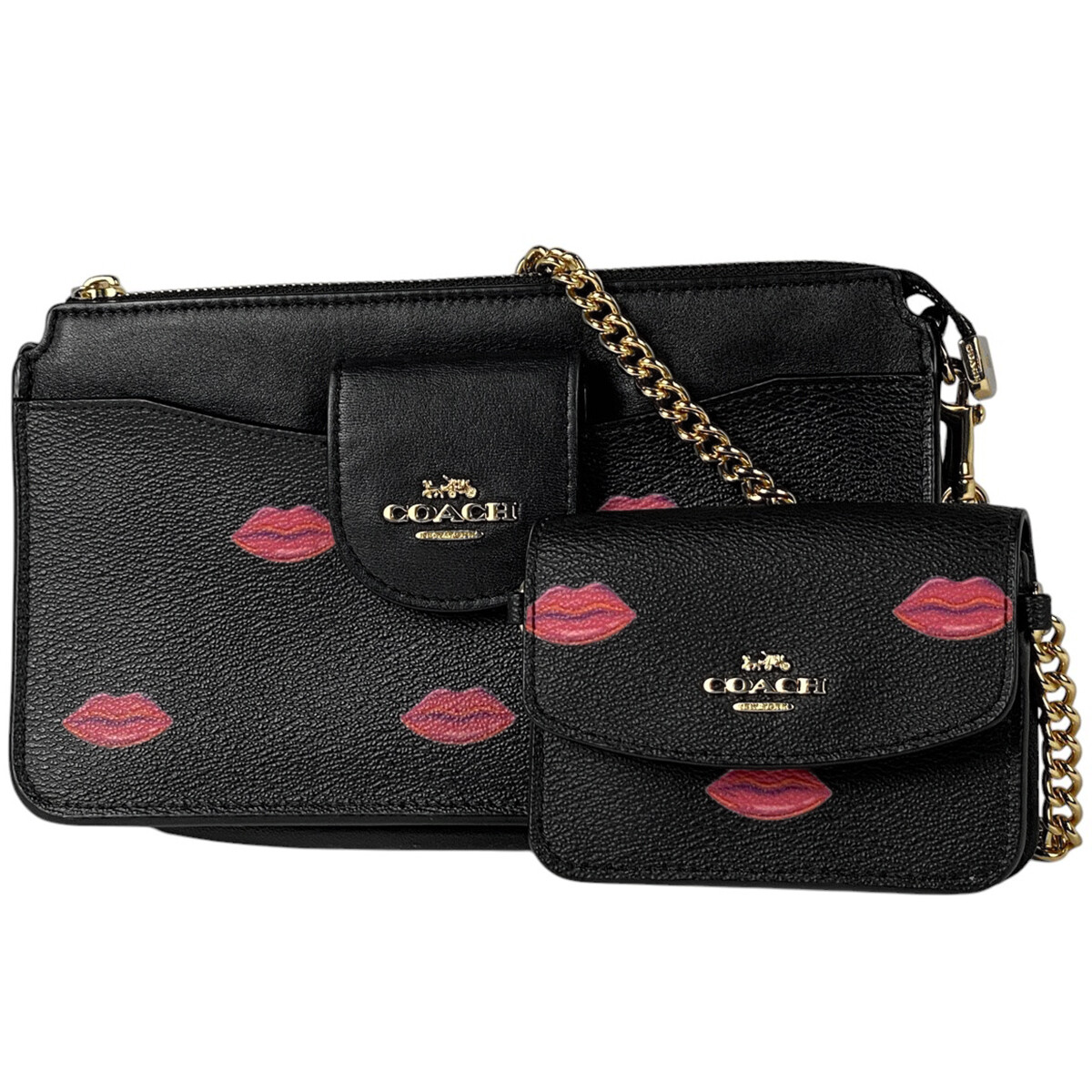 COACH Poppy Crossbody with Lip Print Shoulder Bag Cha… - Gem