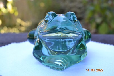 VTG Indiana Glass Green Frog Toad Votive Tea Lite Candle Holder Paperwt ...