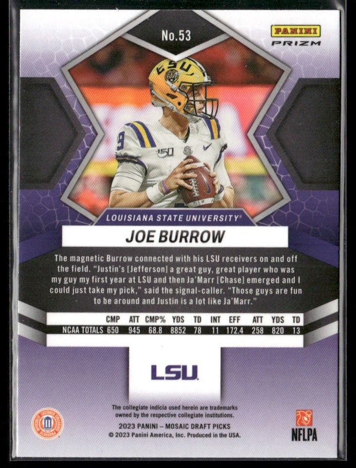 Joe Burrow 2022 Panini Mosaic Draft Picks LSU Tigers | eBay