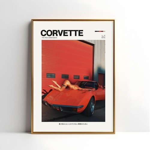 Corvette C3 Poster, Retro Car Wall Art, Classic Red Corvette Print Home ...