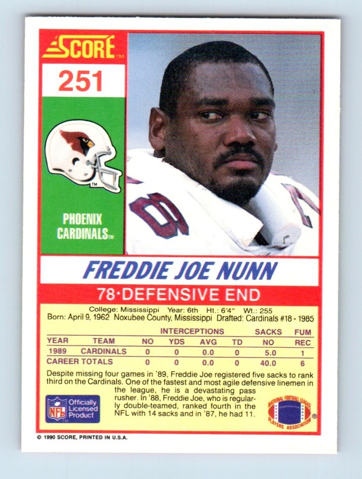 1990 Score Freddie Joe Nunn Phoenix Cardinals #251 | eBay
