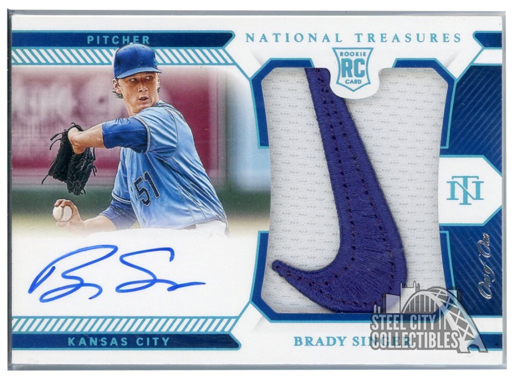 Brady Singer 2021 Panini National Treasures Auto Logo Patch Rookie Card ...