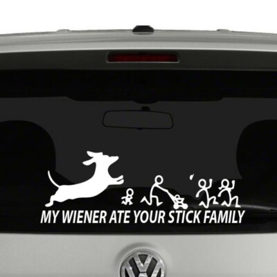 My Wiener Ate Your Stick Figure Family Vinyl Decal Sticker My Weiner | eBay
