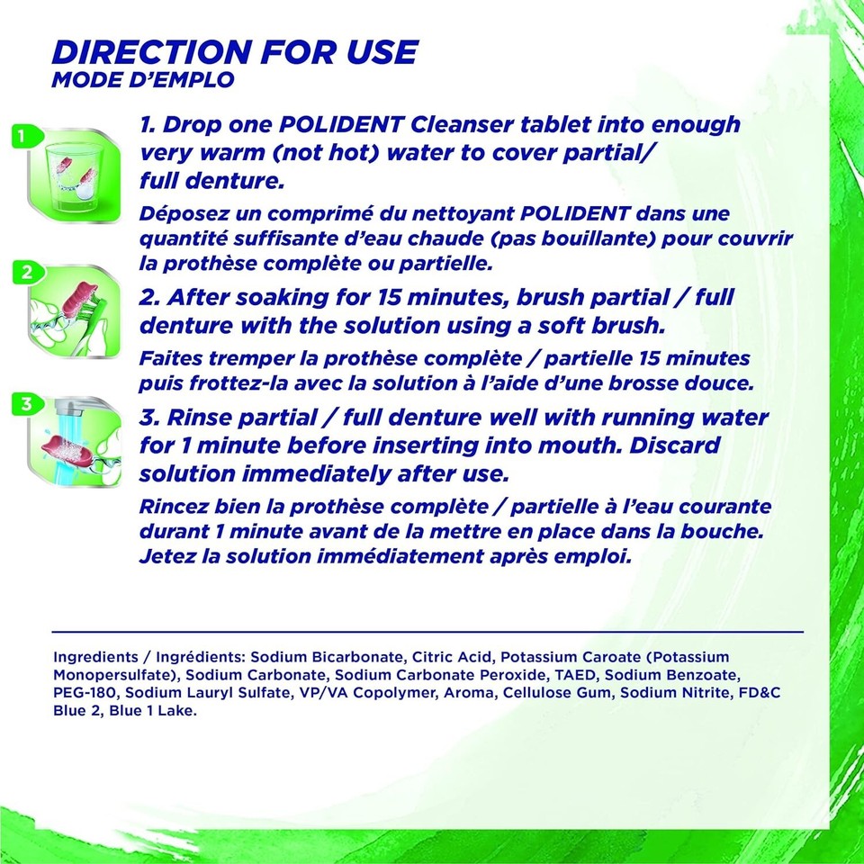 Polident Partials Denture Daily Cleanser 84 Tablets | eBay