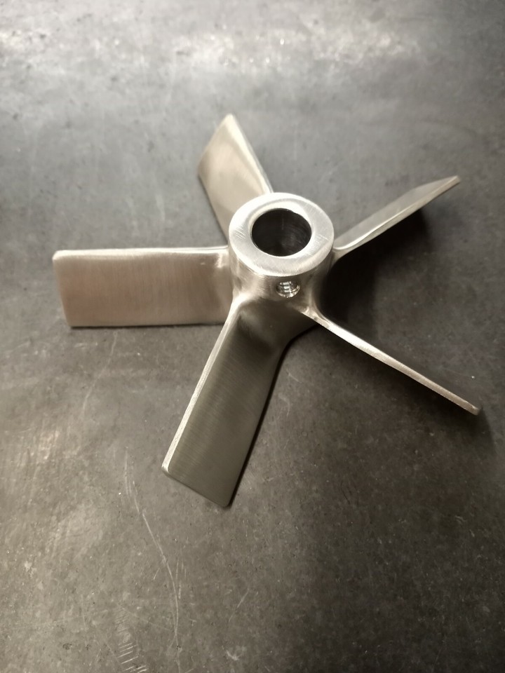 mixing propeller 5 in. stainless steel New. 1/2" - 3/4" Bore.5 blade ...