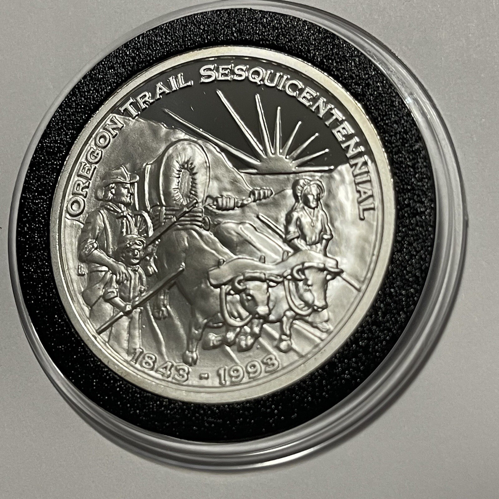 Oregon Trail Sesquicentennial Proof Coin 1 Troy Oz .999 Fine Silver ...