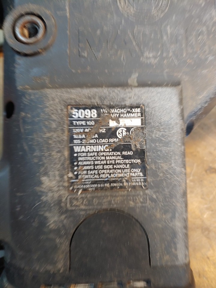 Black & Decker Rotary Hammer Drill Macho 5098 1-3/4" XSE | eBay