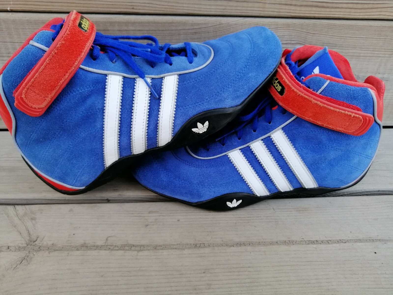 Vintage Adidas Original Team Racing Shoes 90's Blue/R… - Gem