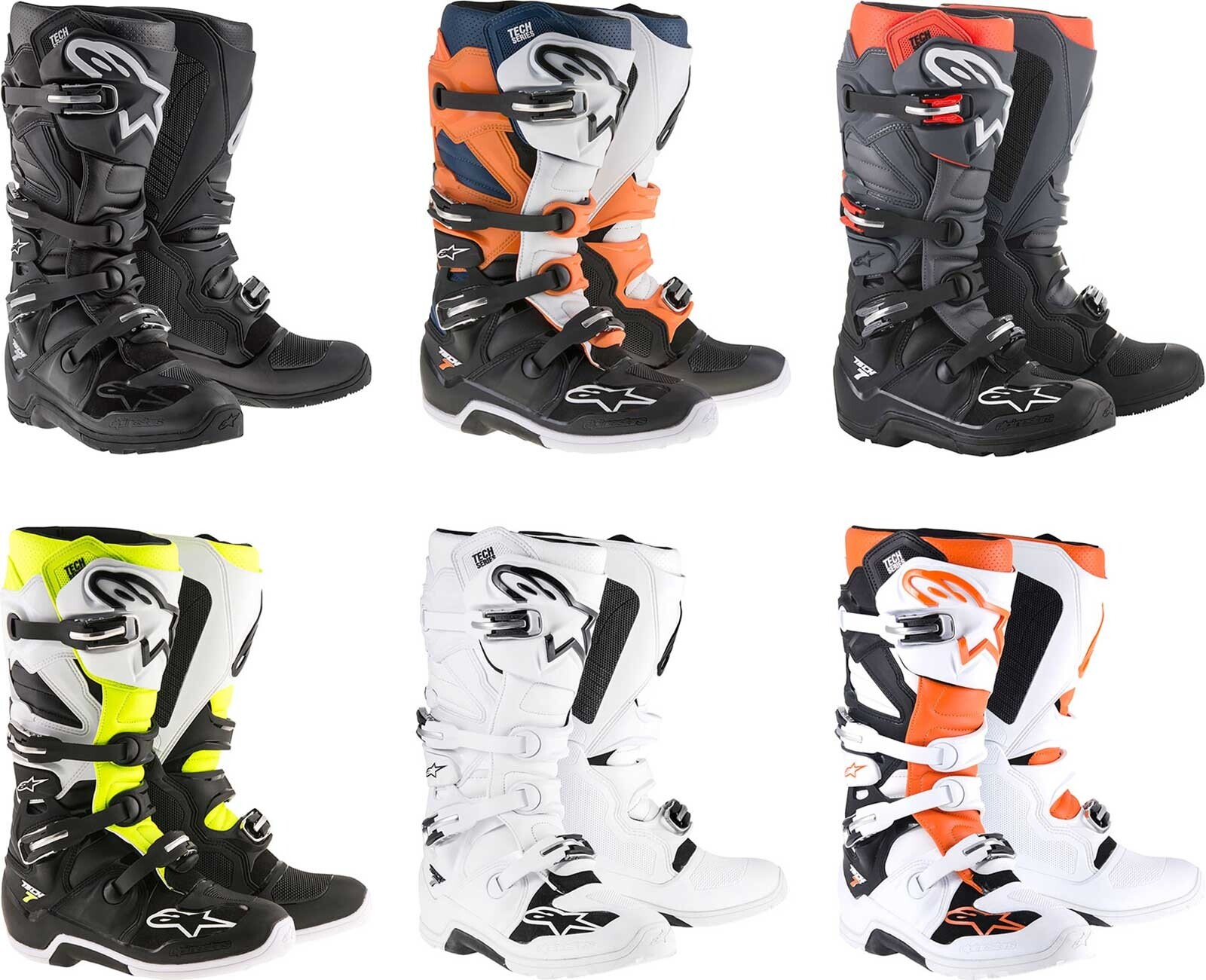 Alpinestars Tech 7 Enduro Offroad Boots Black/Orange/Blue/White 14 | eBay