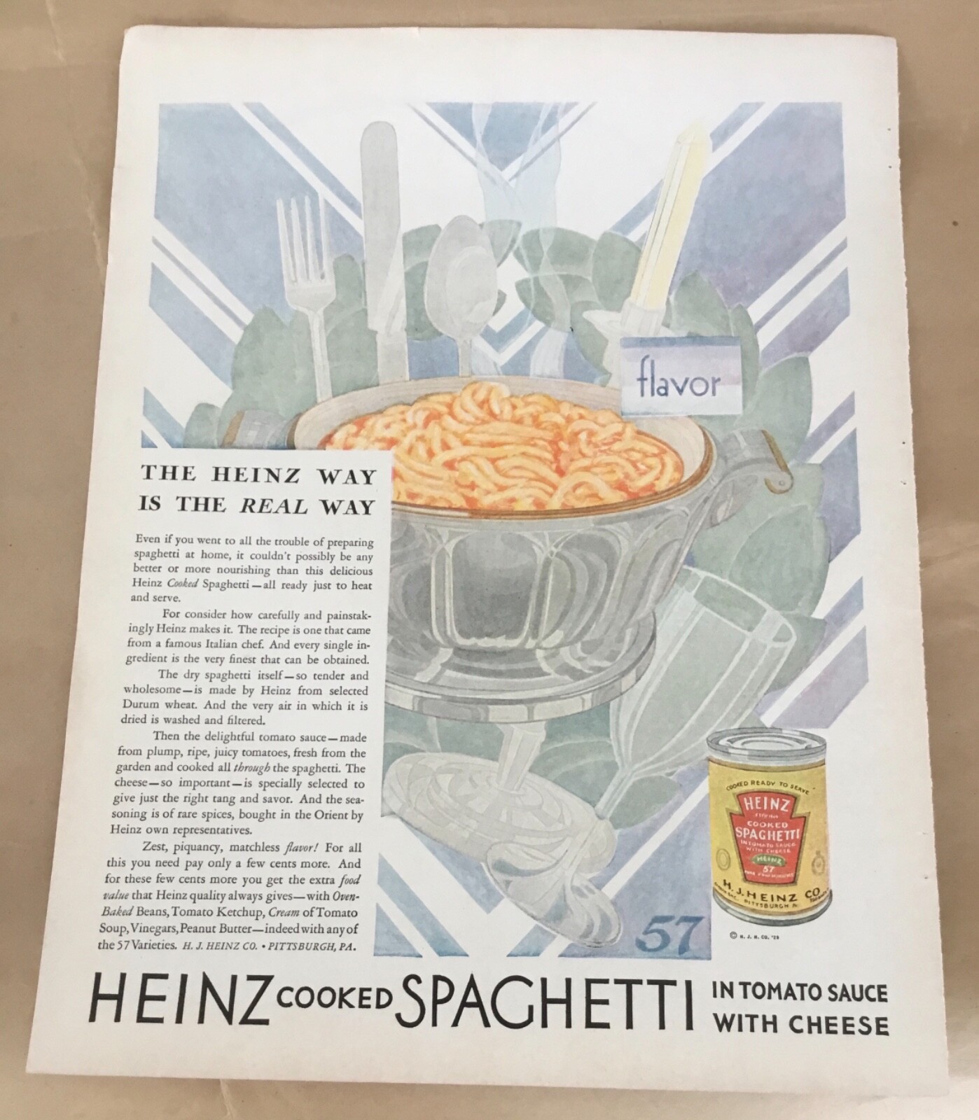 Heinz spaghetti ad 1929 original vintage 1920s home art food decor deco ...