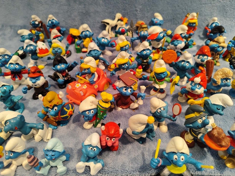 SCHLUMPFSAMMLUNG 9 PEYO 57 SCHLÜMPFE SCHLUMPF KONVOLUT ZUBEHÖR SCHLEICH ...