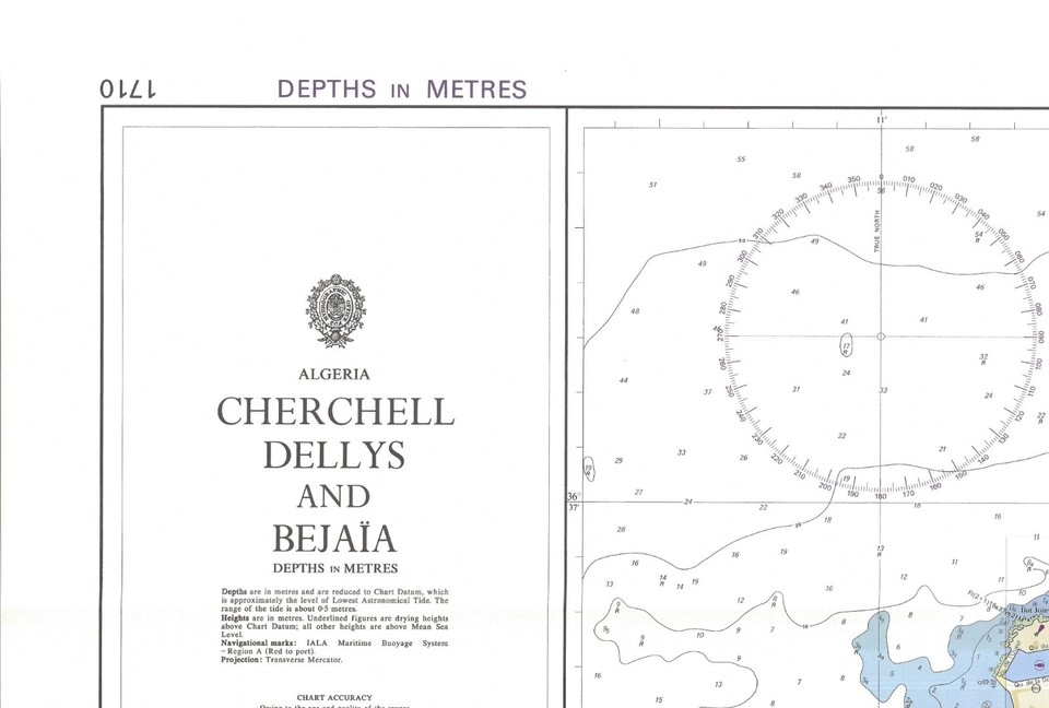 1710 Algeria Cherchell Dellys And Bejaia Chart Map Maritime Marine ...
