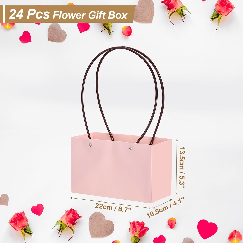 Flower Gift Box, 24 Pcs Paper Bouquet Flower, Pink & Pure Black | eBay UK