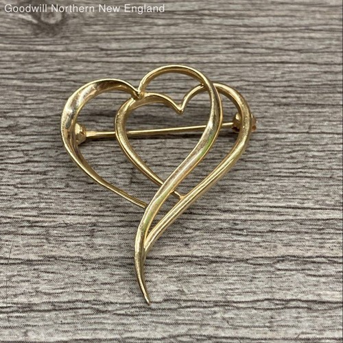 14K Yellow Gold Double Outline Heart Pin Brooch 1 1/4" x 1" 2.64g | eBay