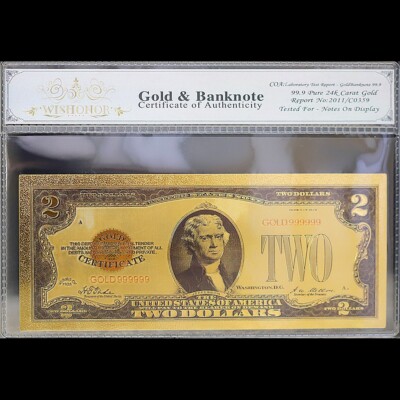 Gold 1928 $2 Two Dollars Banknote Collectible with Bag & Certificate | eBay