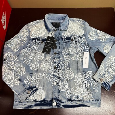 Reason Mens Multicolor Long Sleeves Pockets Premium Denim Biker Jacket ...