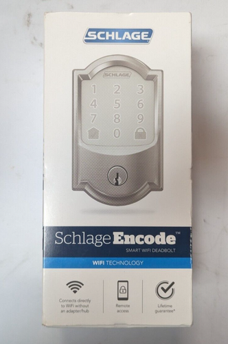 Schlage SchlageEncode Smart WIFI Deadbolt BE489 WB CAM 619 Satin Nickel ...