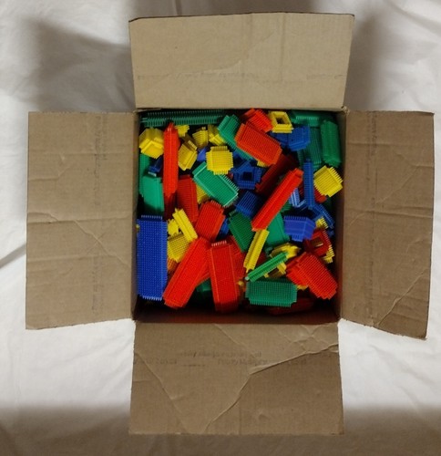 Box Full Of Vintage Playskool Bristle Blocks Various Shapes And Colors ...