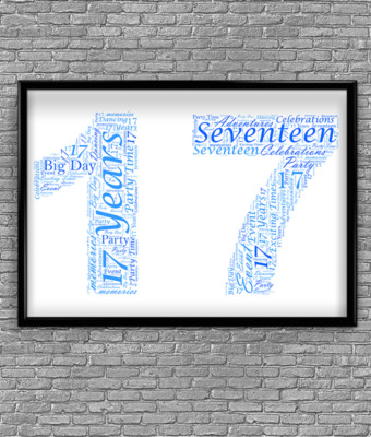 Personalised 17th Birthday Word Art Gift - Seventeenth - Seventeen Word ...