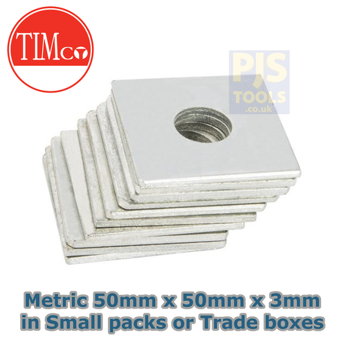 10, 30, 50 or 100 x Square plate washers bright zinc steel BZP M10 M12 ...