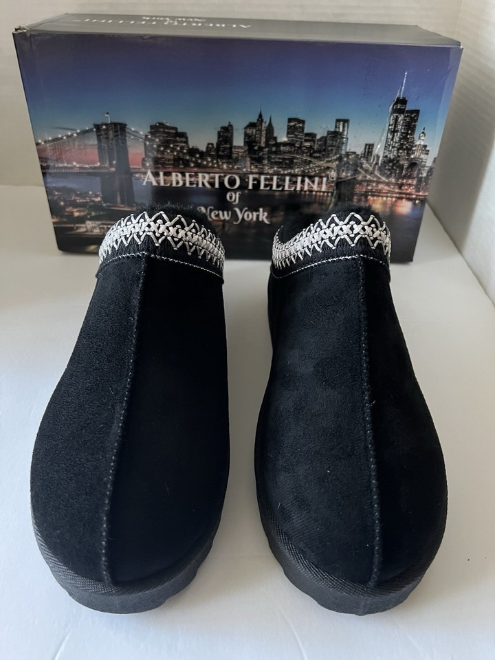 NEW Alberto Fellini UGG Design Slippers Men's/Women's Black Slip On ...