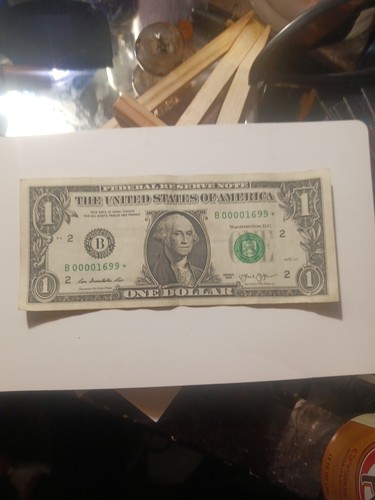 2013 One Dollar Bill Star Note Fancy Serial Number B series Duplicate ...