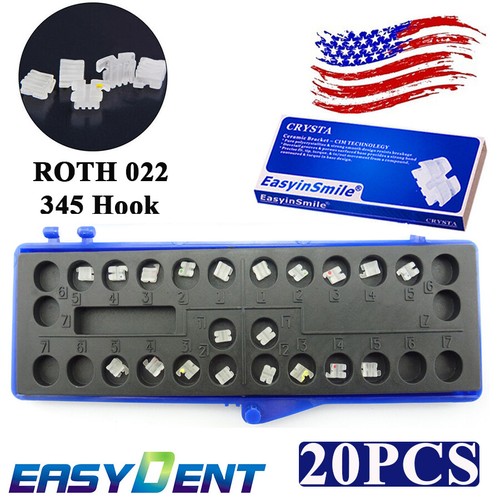 20Pcs Dental Orthodontic Brackets MINI Ceramic Clear Braces Roth 022 3 ...
