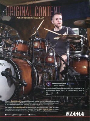 2018 Print Ad Tama SLP Sound Lab Project Dynamic Kapur Drum Kit w Alex ...