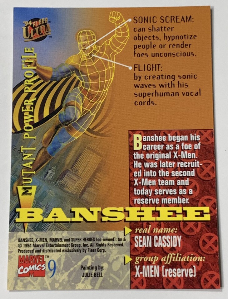 1994 Fleer Ultra X-Men Banshee Mutant Power Profile card #9 | eBay