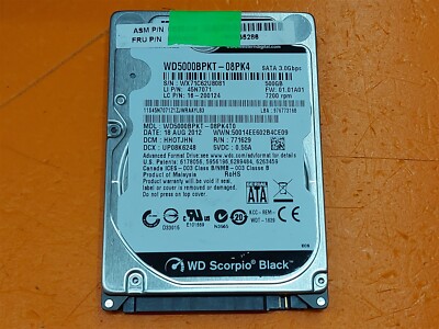⭐️⭐️⭐️⭐️⭐️ HDD Hard Drive SATA Laptop 2.5" 500GB WD5000BPKT-08PK4T0 WD ...