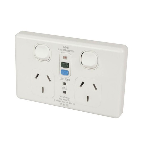Powertech Rcd Protected Double Gpo Mains Socket 10A Electric Shock ...