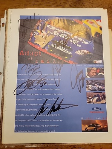 11/5/2000 signed paper by 7 nascar drivers Ricky Rudd Dale Jarrett ...